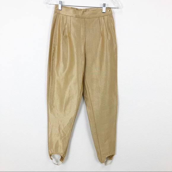 Cache | Pants & Jumpsuits | Vintage Cache Metallic Gold Stirrup Pants ...